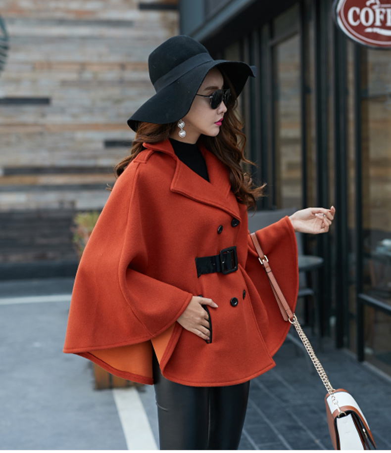 Designer Good Quality Double Breasted Cloak Wool Winter Coats With Belt ...