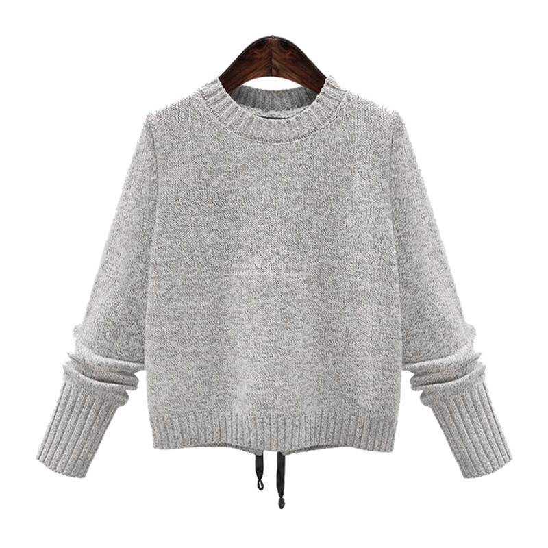 Designer Round Neck Grey Long Sleeves Sweater on Luulla